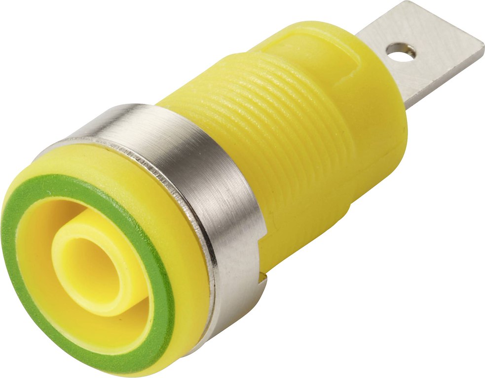 TRU Components TC-14232844 sigurnosna ugradna utičnica, ravna ženska, Ø4mm, zeleno-žuta, 1000V, 32A
