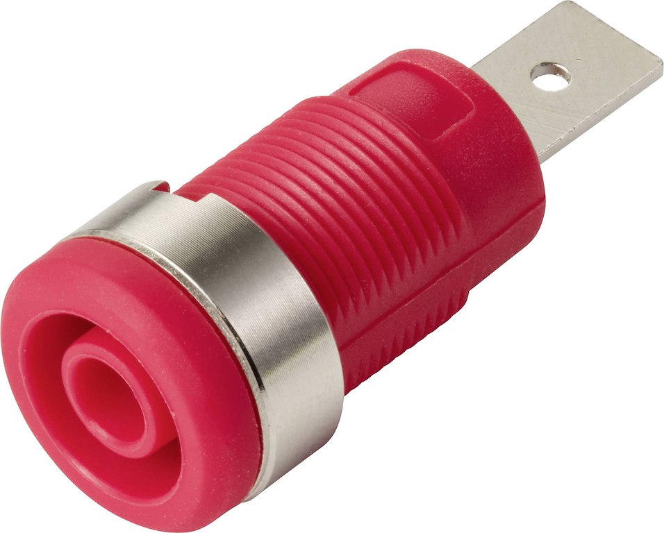 TRU Components TC-14232784 sigurnosna ugradna utičnica, ravna ženska, Ø4mm, crvena, 1000V, 32A