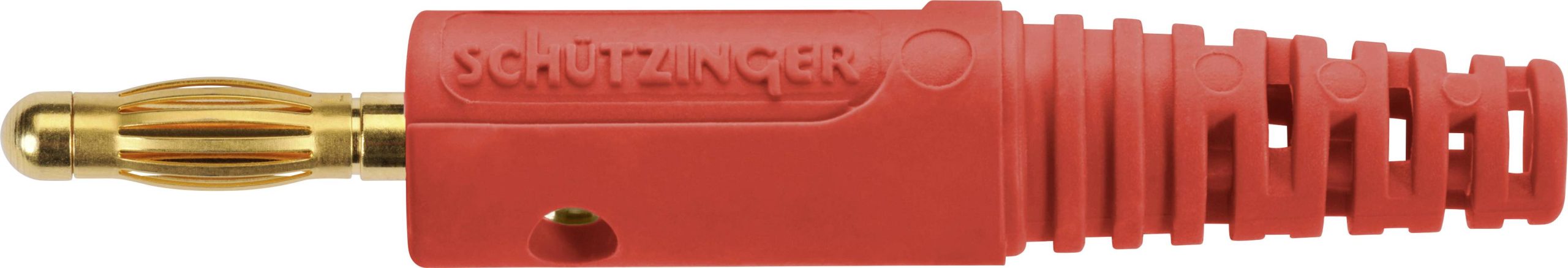Schützinger DI FK 8 L Au / RT lamelni utikač, Ø4mm, crvena, 30V/AC, 60V/DC, 32A, lemni priključak