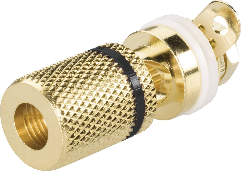 TRU COMPONENTS TC-2527008 laboratorijski ženski konektor (banana utičnica) ugradni ženski konektor, vertikalni Ø4 mm crna