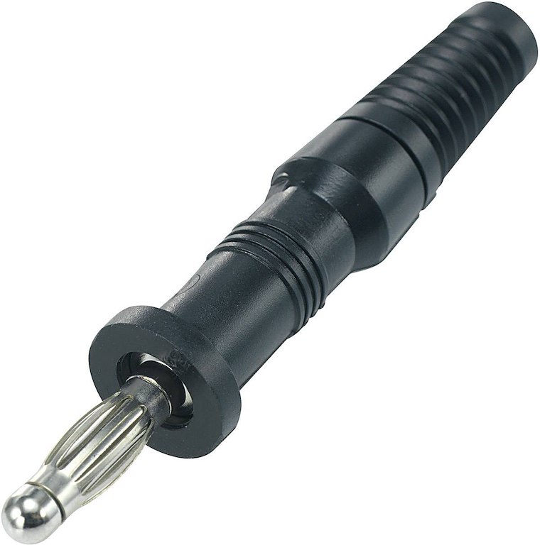TRU Components lamelni utikač, ravni muški, Ø4mm, crna, 35V/AC, 10A, lemni priključak