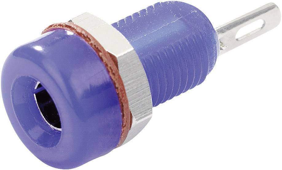 TRU COMPONENTS 1587886 laboratorijski ženski konektor (banana utičnica) ugradni ženski konektor, vertikalni Ø4 mm plava