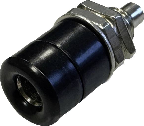 TRU COMPONENTS 1582235 laboratorijski ženski konektor (banana utičnica) ugradni ženski konektor, vertikalni Ø4 mm crna