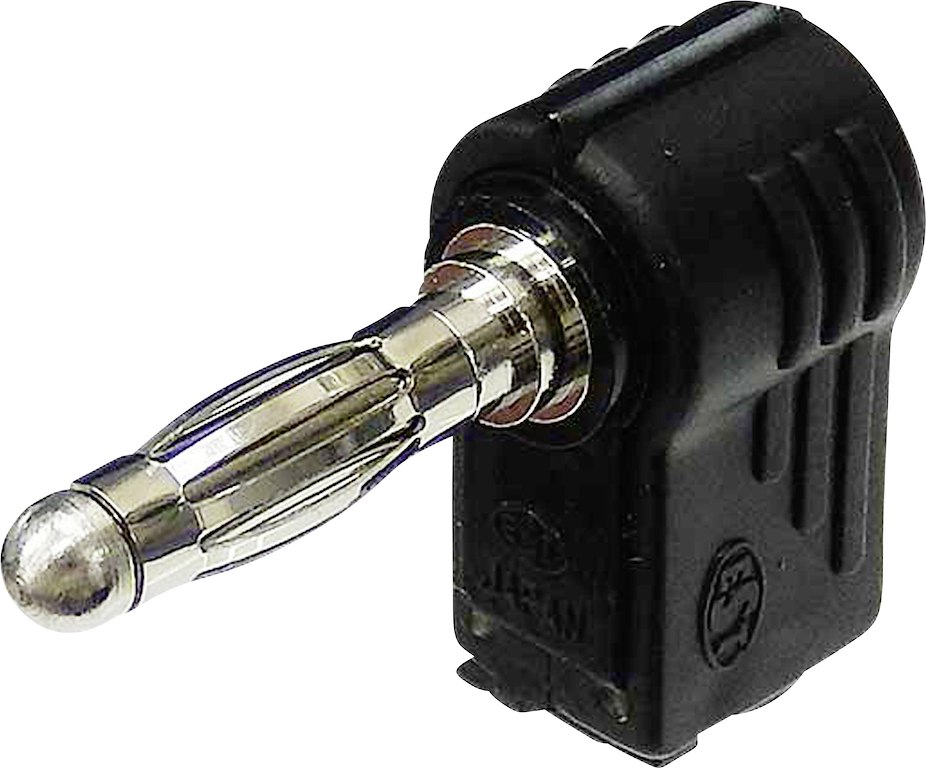 718891 banana utikač ugaoni muški konektor Ø4 mm crna