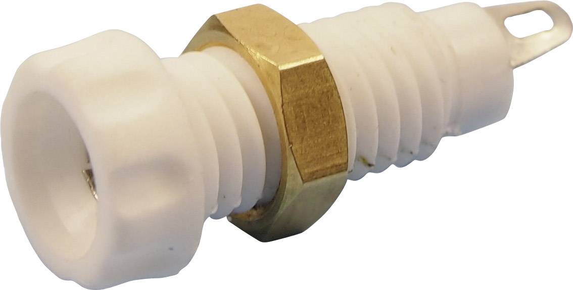 Cliff CL1464A laboratorijski ženski konektor (banana utičnica) ugradni ženski konektor, vertikalni Ø4 mm bela