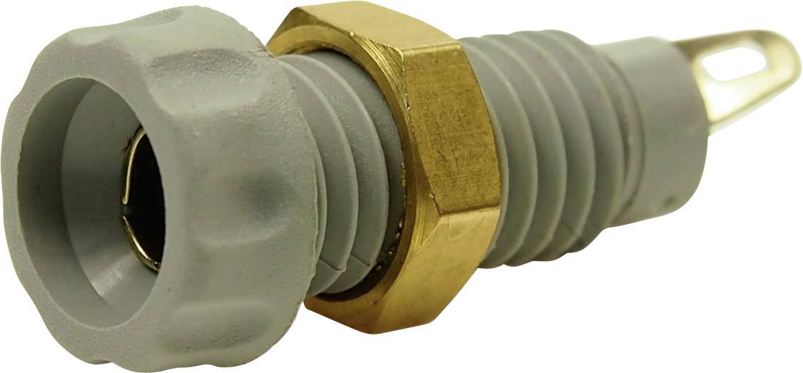 Cliff CL1458A laboratorijski ženski konektor (banana utičnica) ugradni ženski konektor, vertikalni Ø4 mm siva