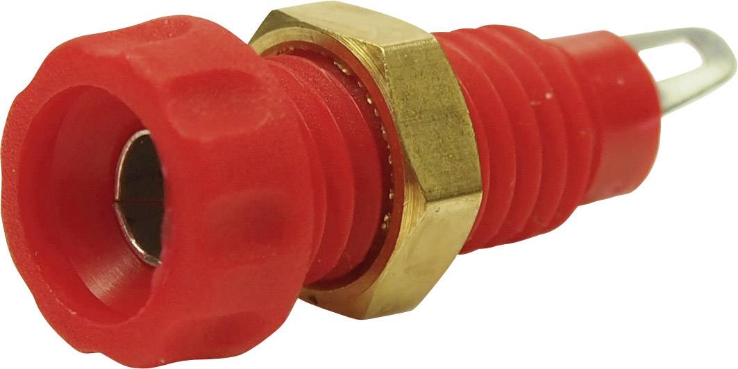 Cliff CL1452A laboratorijski ženski konektor (banana utičnica) ugradni ženski konektor, vertikalni Ø4 mm crvena