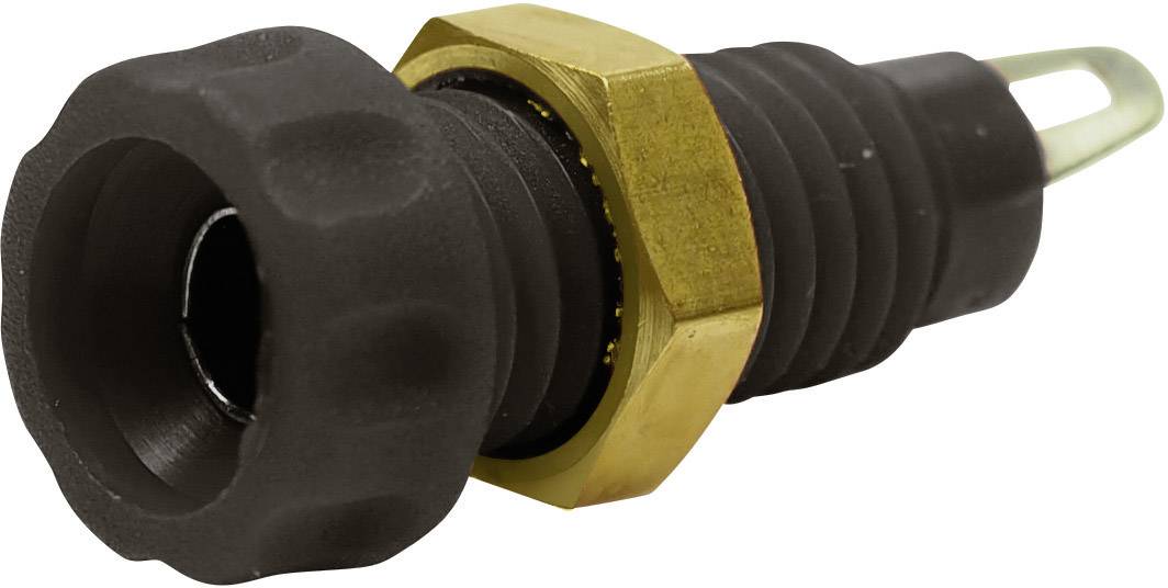 Cliff CL1450A laboratorijska banana utičnica, ugradna vertikalna, Ø4mm, crna, 60V, 10A