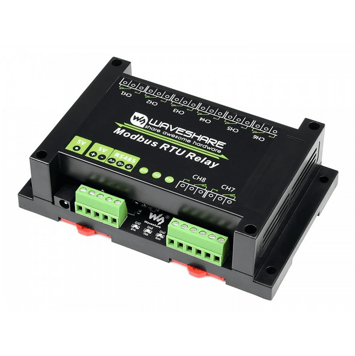 Industrijski relejni modul 8 kanala Modbus RTU preko RS485, 10A, DIN šina