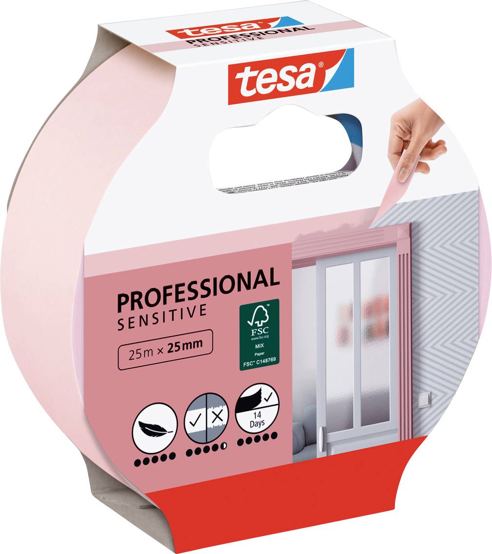 Tesa PRECISION SENSITIVE krep traka 25 m x 38 mm, roze