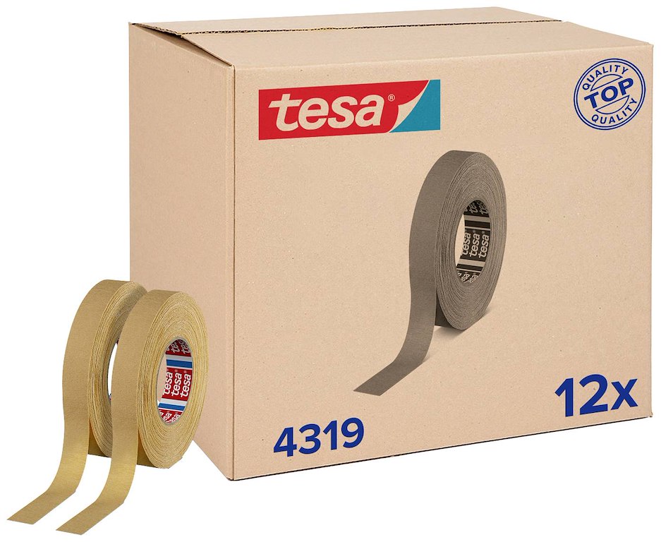 Tesa 3306390 krep lepljiva traka (pak. 12 kom) 50 m x 15 mm, svetlo braon, papir, blago krepiran