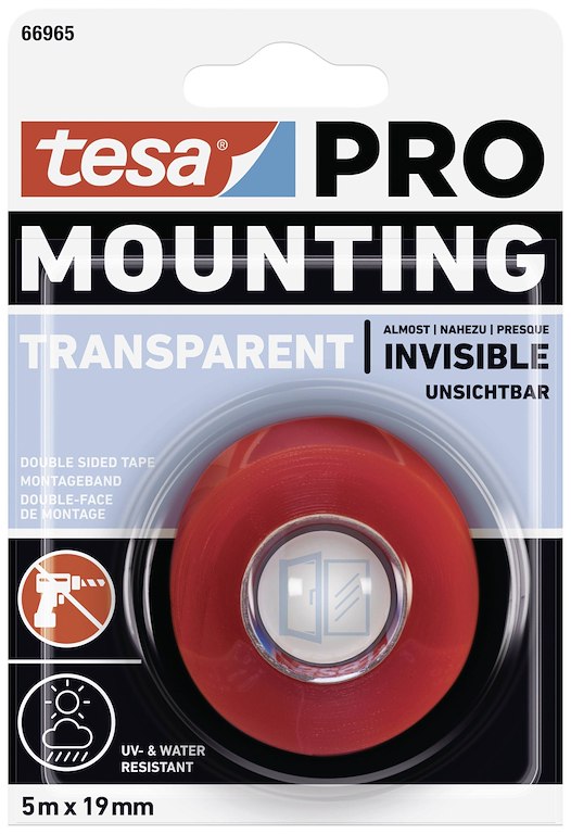 Tesa 66965-00001-00 montažna traka 5 m x 19 mm, transparentna, akrilna pena, akrilat