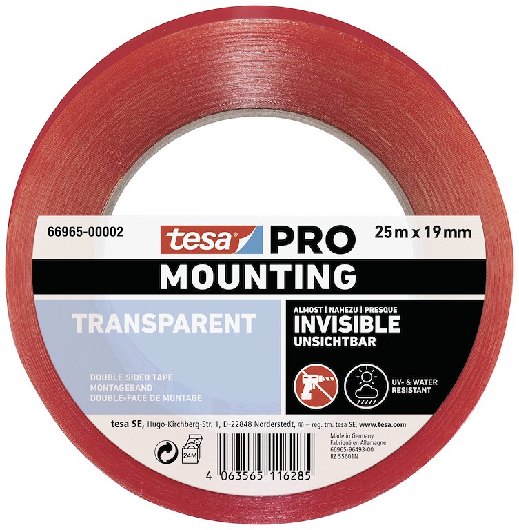 Tesa 66965-00002-00 montažna traka 25 m x 19 mm, transparentna, akrilna pena, akrilat