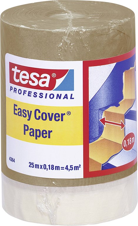 Tesa 04364-00001-01 pokrivna papirna traka 25 m x 18 cm, svetlo braon, blago krepiran, kaučuk
