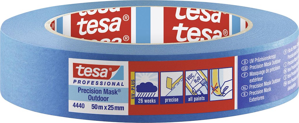 Tesa 2349764 krep lepljiva traka 50 m x 25 mm, plava, Washi papir, akrilat, debljina 0.11 mm