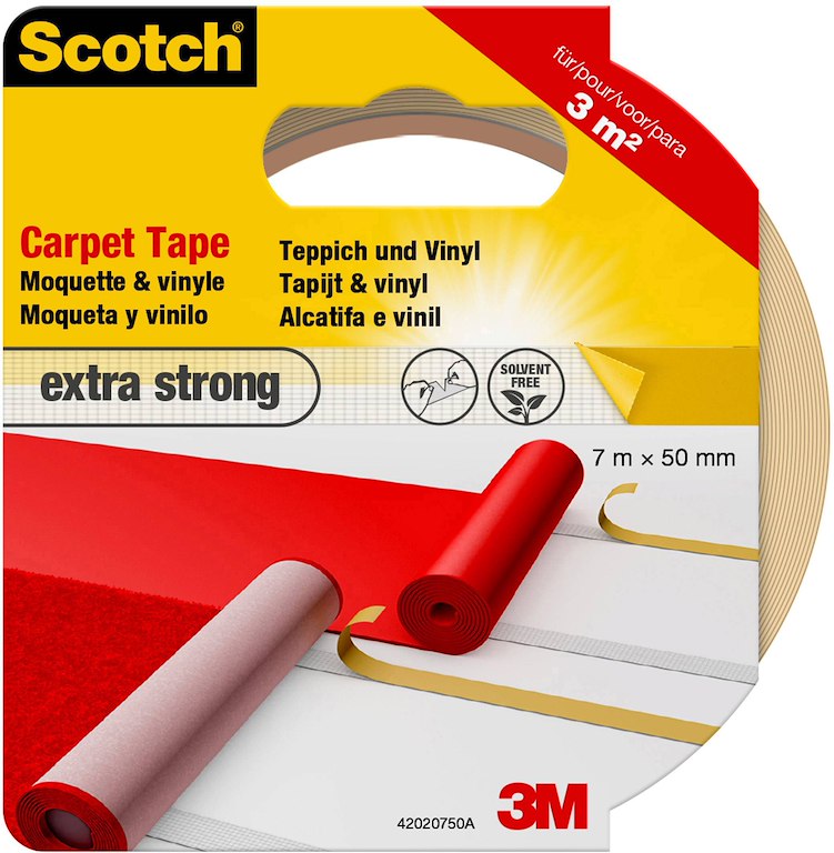 Scotch 42020750 lepljivi traka za preproge 7 m x 50 mm, bela, papir