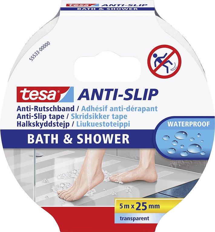 Tesa 55533-00000-11 protivklizna lepljiva traka 5 m x 25 mm, transparentna, akrilat