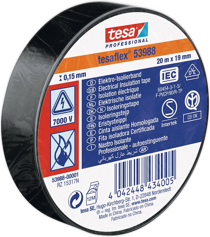 Tesa Professional 53988-00001-00 izolir traka 20 m x 19 mm, crna