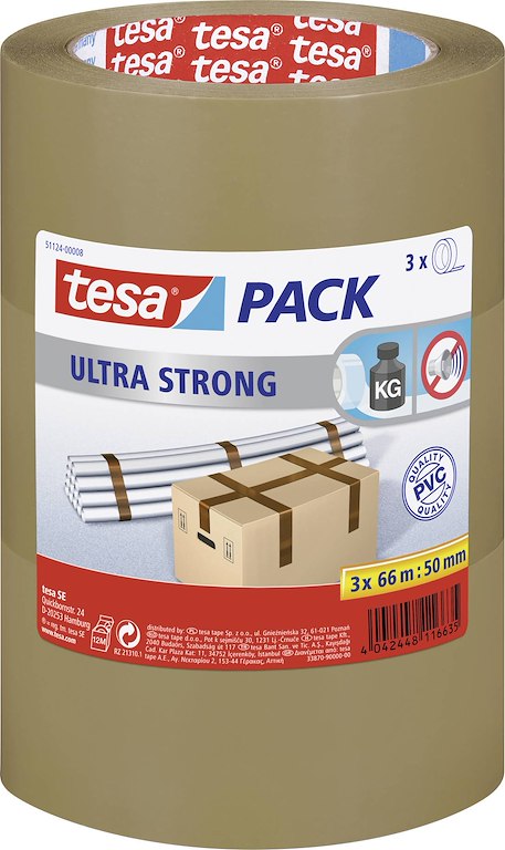Tesa 1486975 traka za pakovanje 66 m x 50 mm (pak. 3 kom)