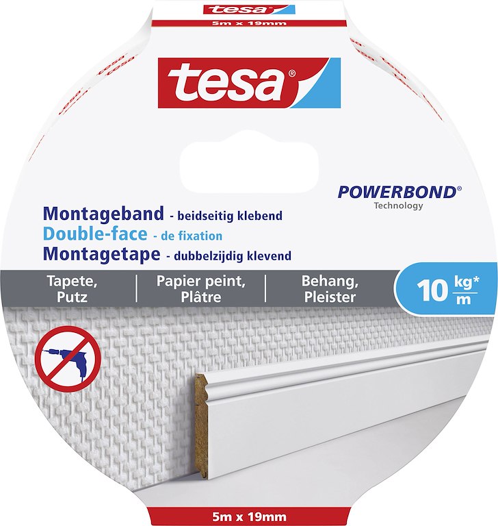Tesa 1486914 montažna traka 5 m x 19 mm, bela, PE pena, kaučuk, debljina 1.35 mm