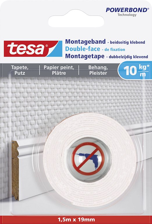 Tesa 1486913 montažna traka 1.5 m x 19 mm, bela, PE pena, kaučuk, debljina 1.35 mm