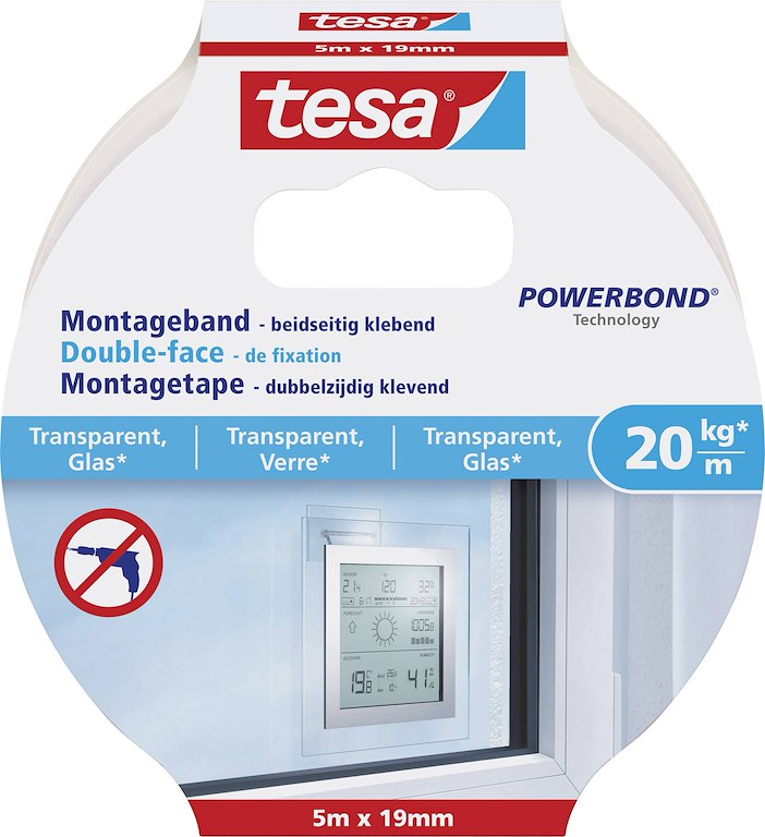 Tesa 1486912 montažna traka 5 m x 19 mm, transparentna, kaučuk, debljina 0.5 mm