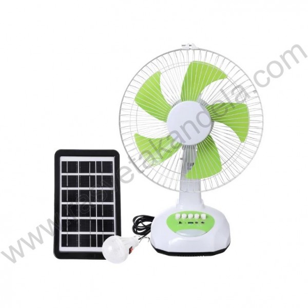 Stoni punjivi ventilator sa solarnim panelom i LED lampom