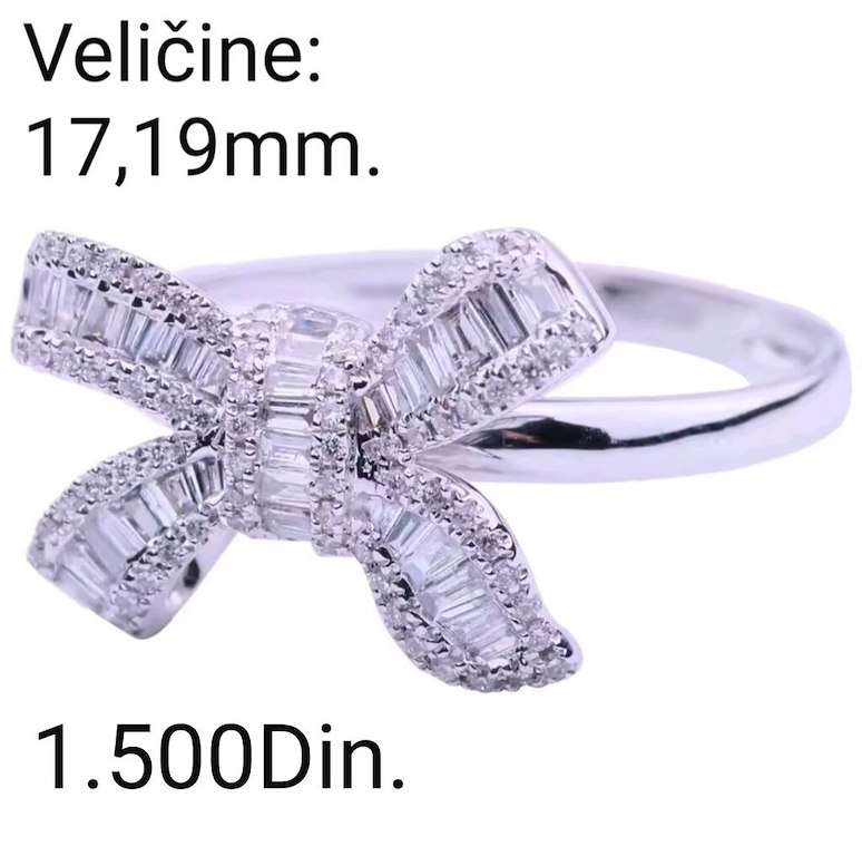Elegantni posrebreni prsten od hirurskog čelika sa mašnom, sa žigom