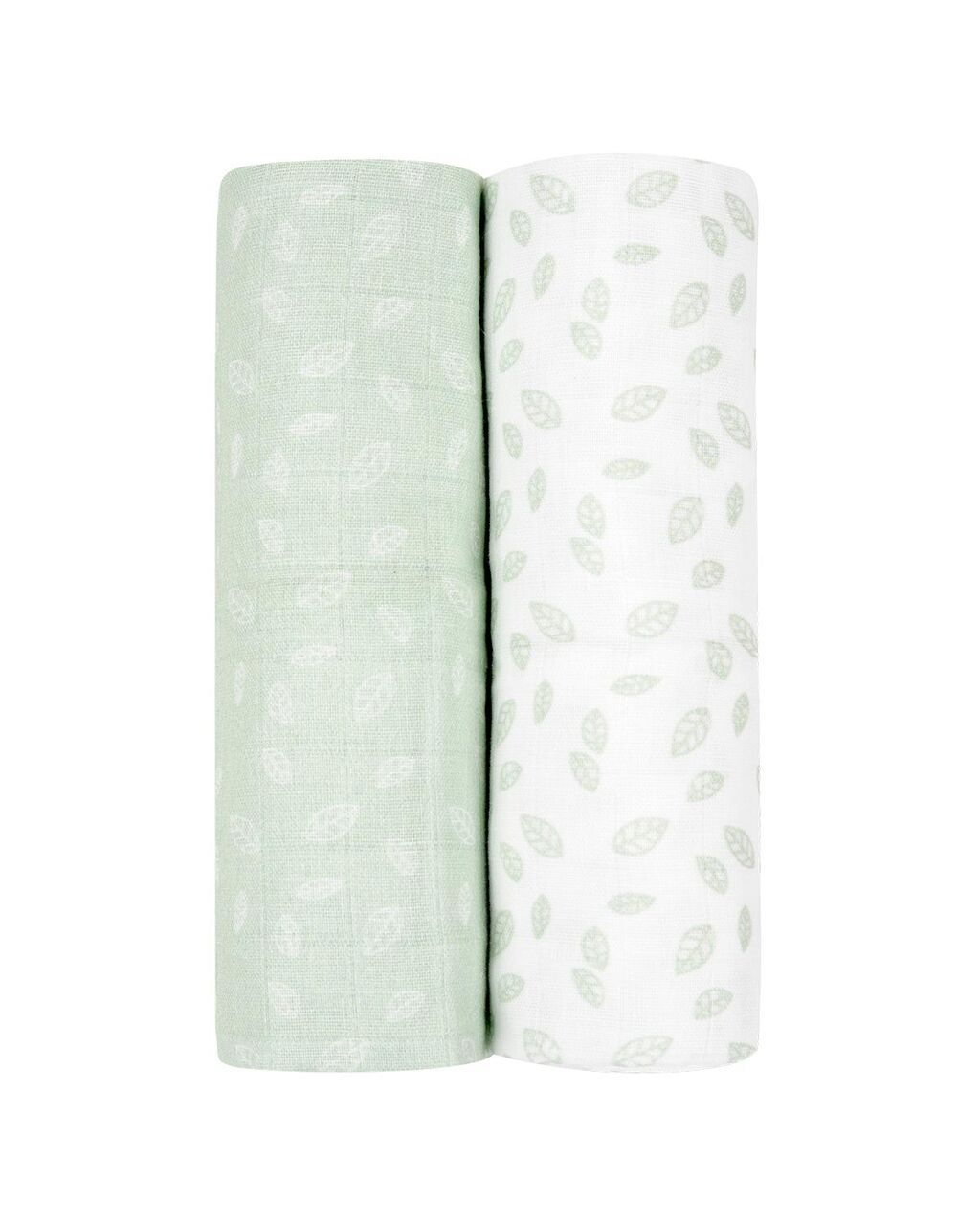 KikkaBoo Pelene od muslina – set 2 komada, 80 x 80 cm, Leaves Mint -