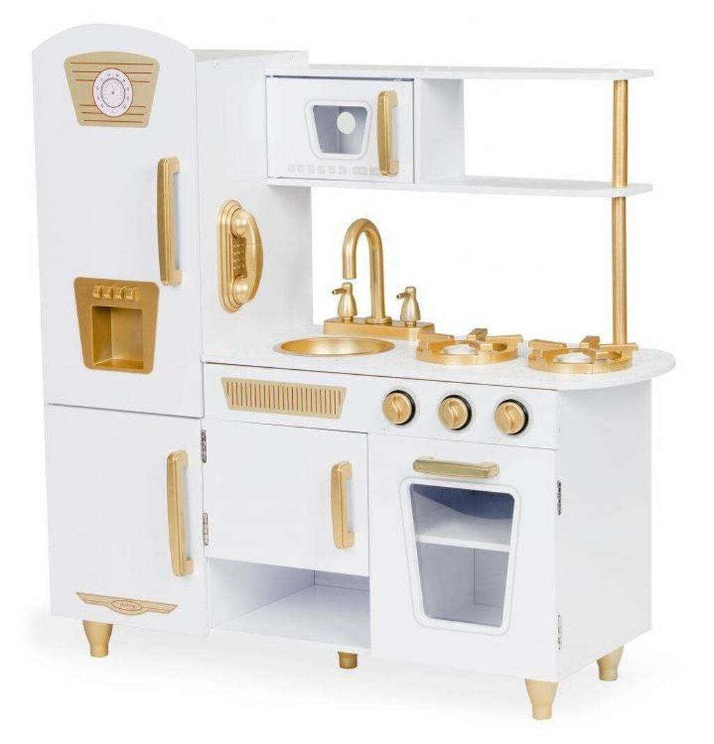 Velika drvena kuhinja za decu – White & Gold (ECO TOYS) Šifra