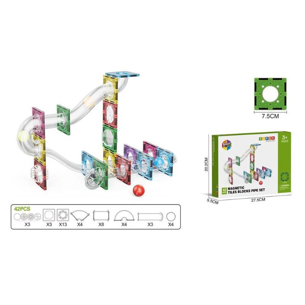MAGNETNE PLOČICE 42PCS – edukativni magnetni set sa cevčicama Set