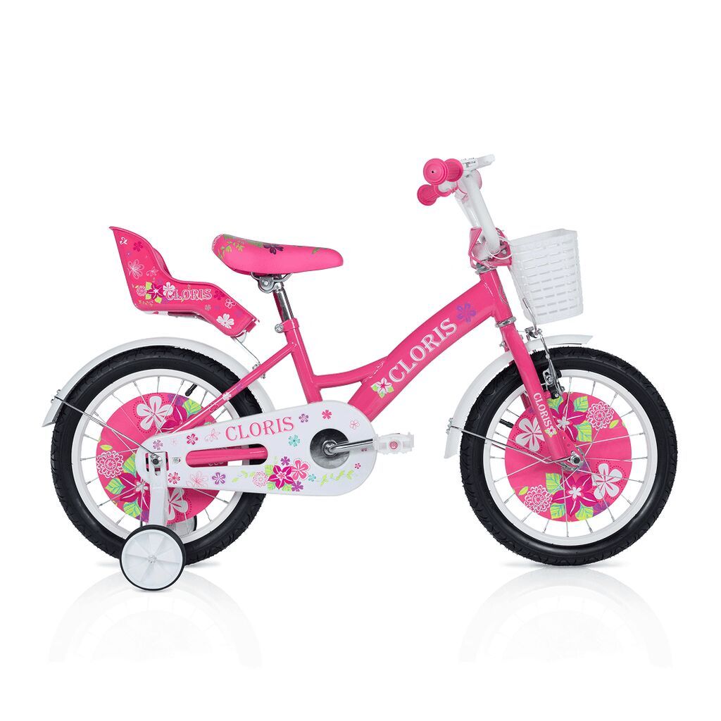 Dečija bicikla 16'' Cloris – SM-1 Roze bicikl sa cvetnim motivima i