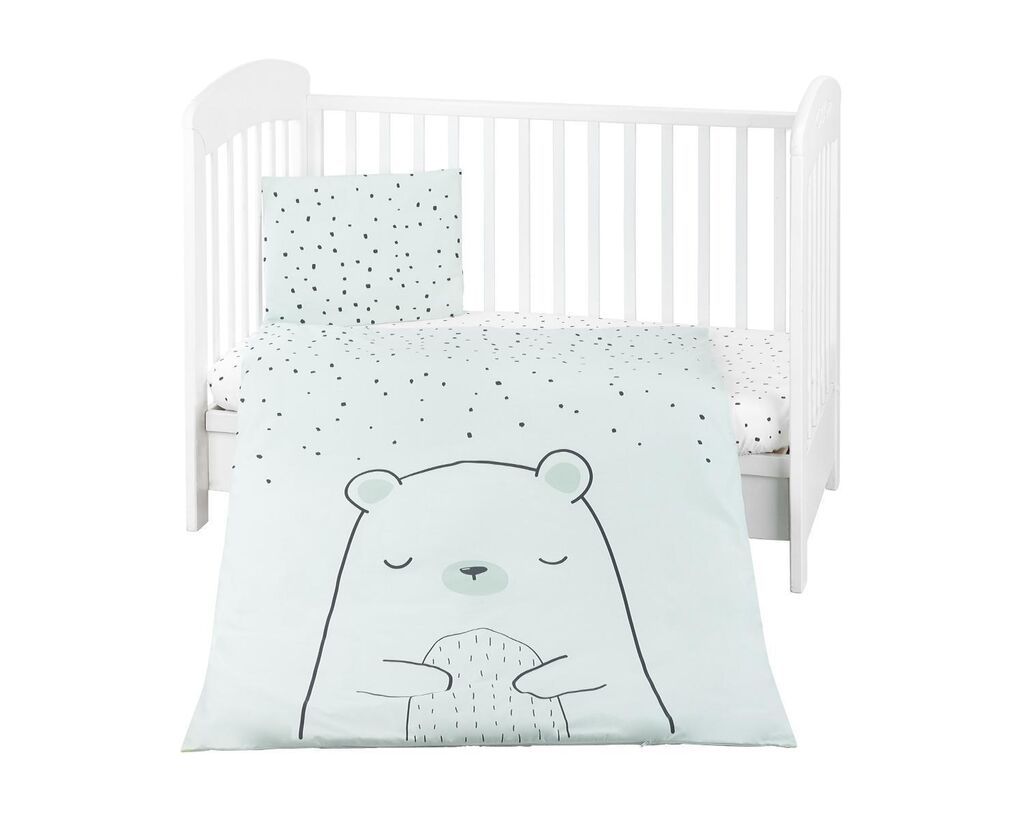 Posteljina sa ogradicom 6 pcs 60×120 Bear with Me mint – KIKKA BOO