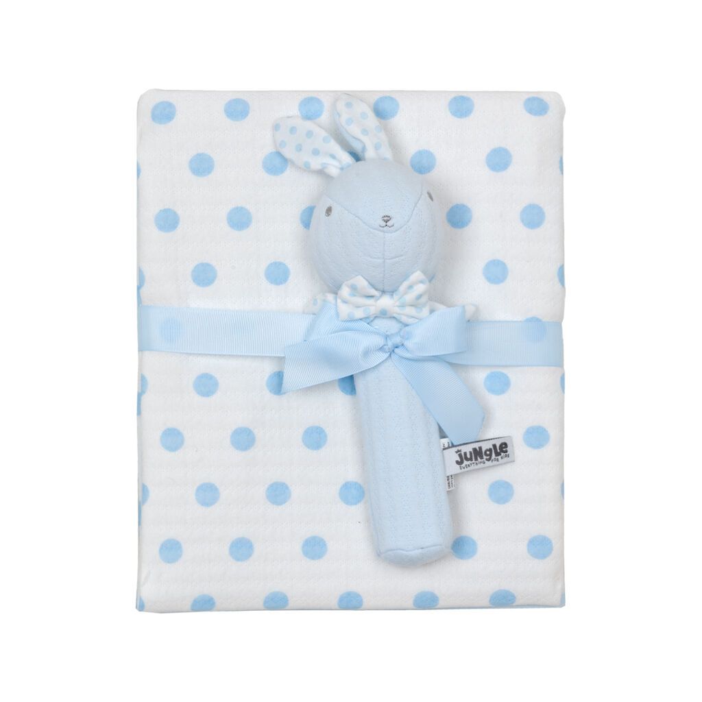 Jungle Rabbit set ćebe sa skvikerom – plava boja, dimenzije 100x75 cm