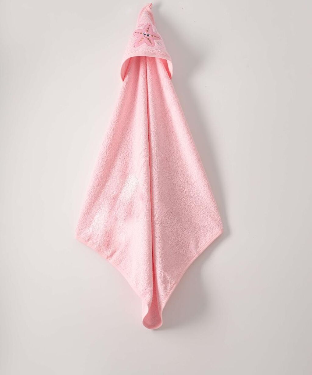 Peskir za kupanje roze – Frotirni peškir sa kapuljačom za bebe 75x80