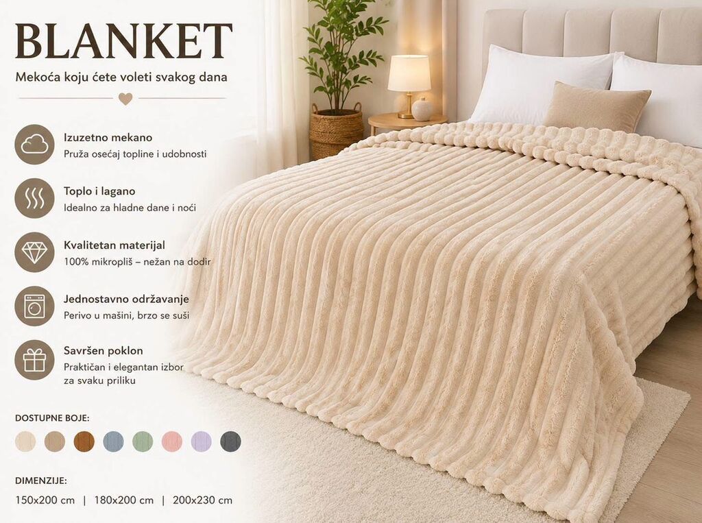Blanket cebe Mekoca koju cete voleti svaki dan Dimenzije: 150x200cm-