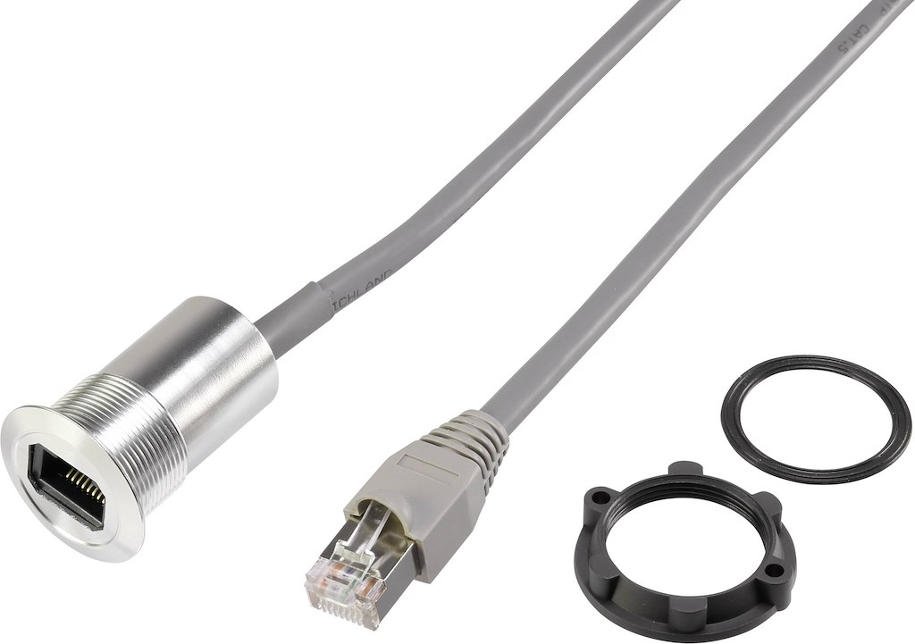 TRU COMPONENTS 1515254 RJ45 konektor ugradni ženski konektor, pravi muški konektor crna