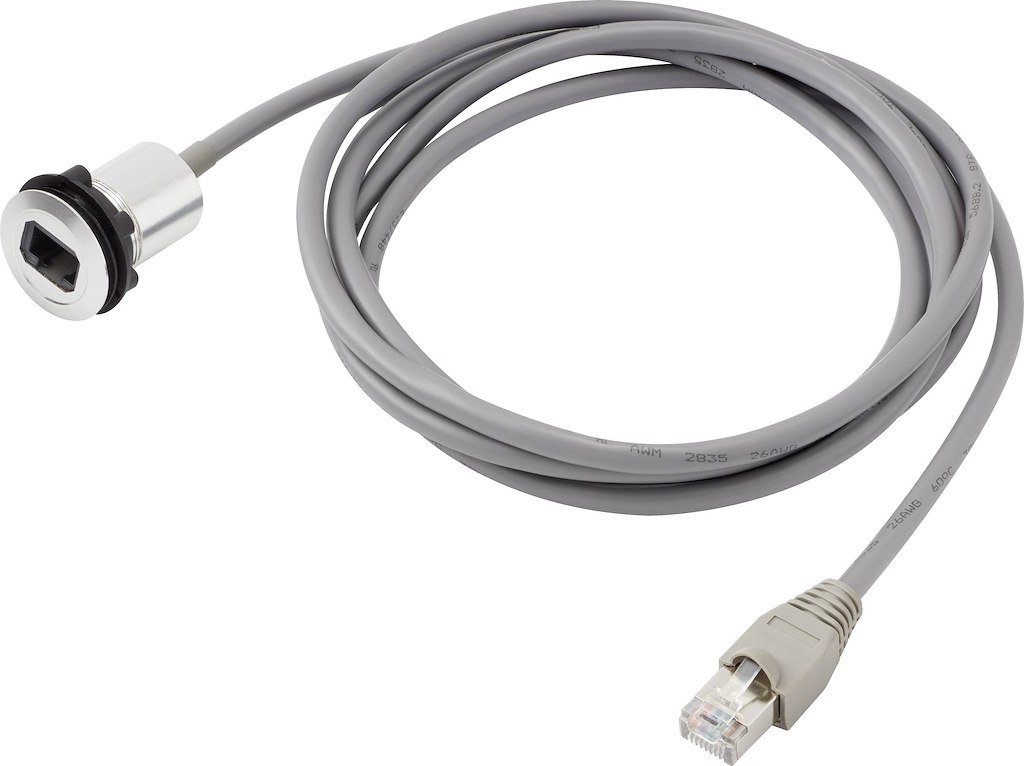 TRU COMPONENTS 1408770 RJ45 konektor 1 x utičnica RJ45 do 1 x utikač RJ45 s kablom 60 cm 8P8C pol. srebrna
