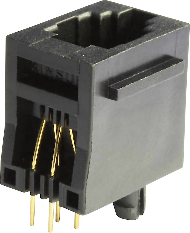 1303468 RJ45 konektor RJ10 ugradni ženski konektor, vertikalni 4P4C pol. crna