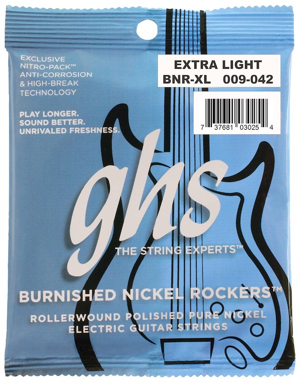 GHS BNR-XL 09-42 Burnished Nickel Rockers - žice za električnu gitaru