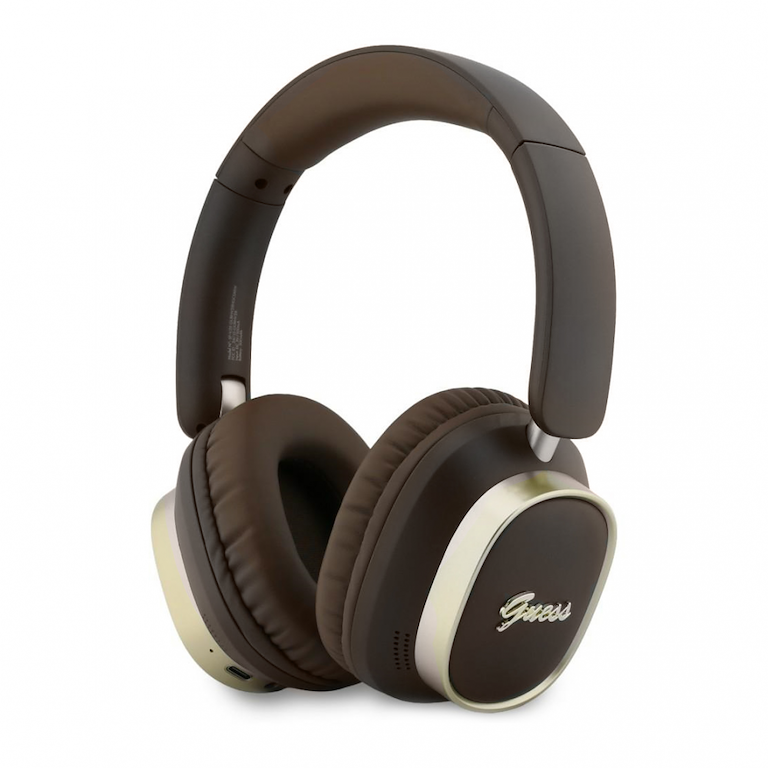 Bluetooth slusalice Guess ENC Rectangle Metal Script braon(GUBHV28HGCSMW)