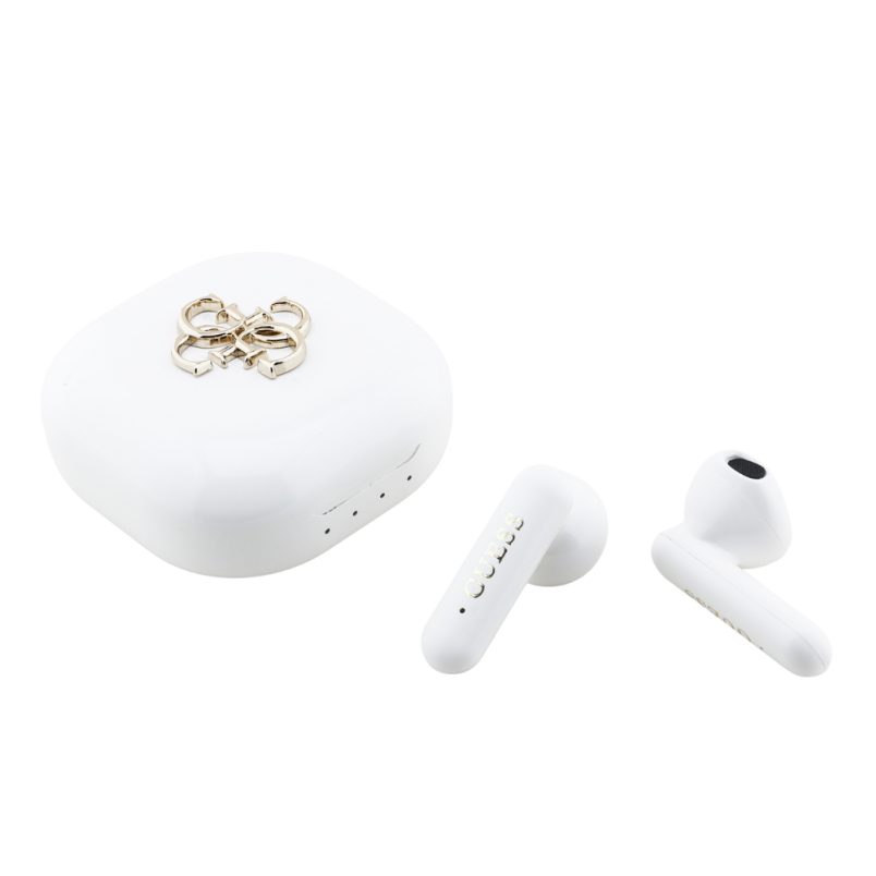 Bluetooth slusalice Guess TWS 4G Metal logo bele (GUTWSJ7HE4GH)