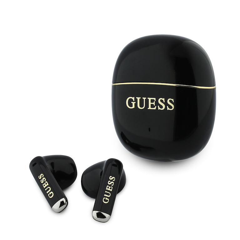 Bluetooth slusalice Guess TWS Glossy Gold Line Classic crne (GUTWSG3HGECK)