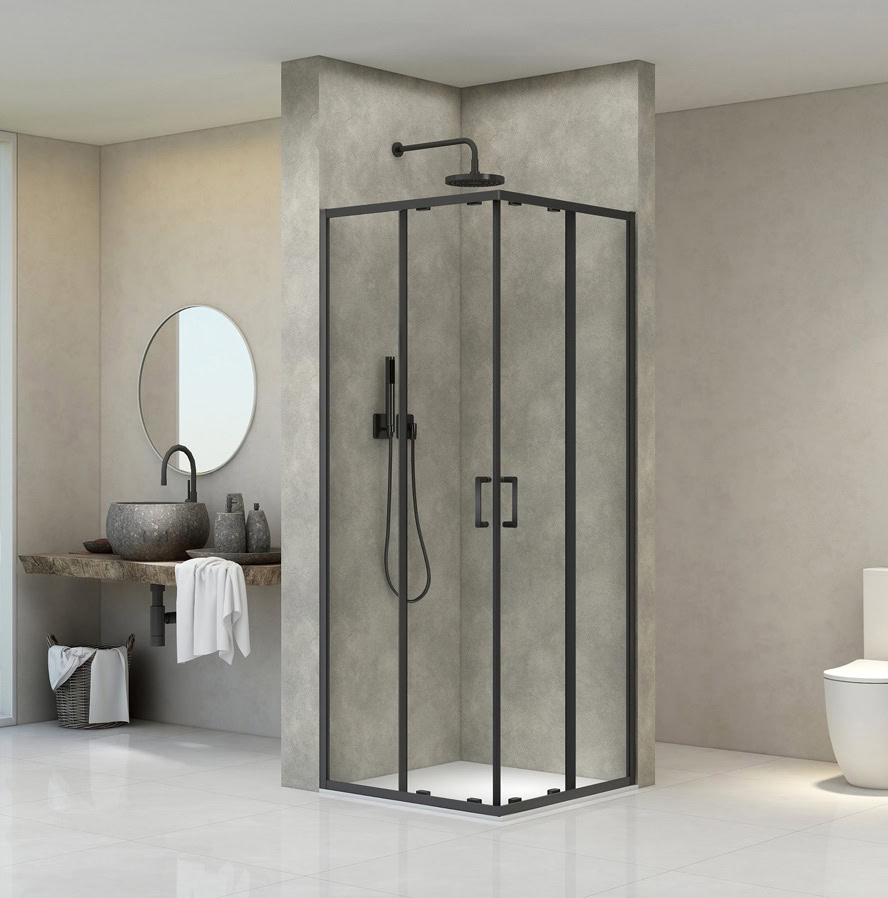 Tendenza tuš kabina 80×80 crna mat/prozirna