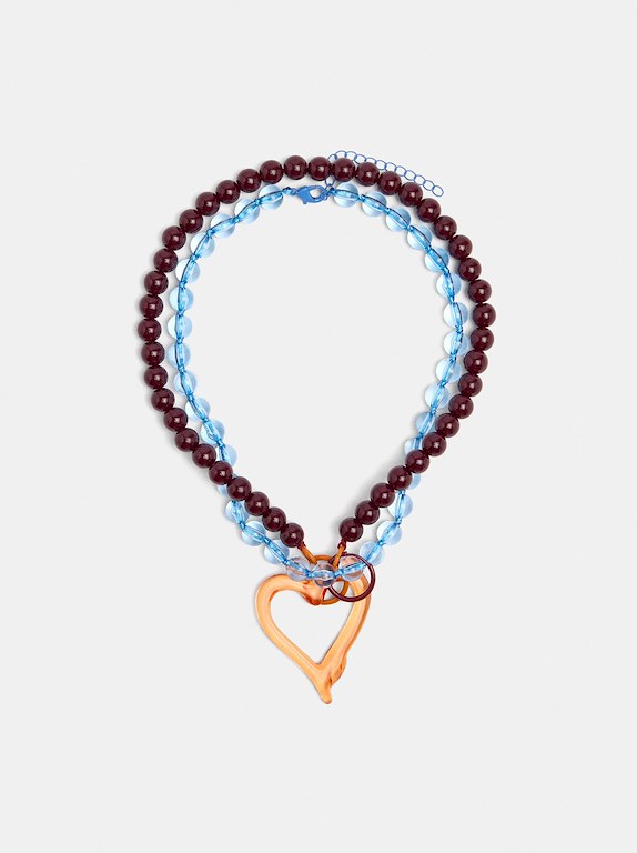 SET OF BEADED NECKLACES WITH HEART PENDANT