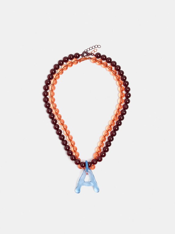 SET OF BEADED NECKLACES WITH A LETTER A PENDANT