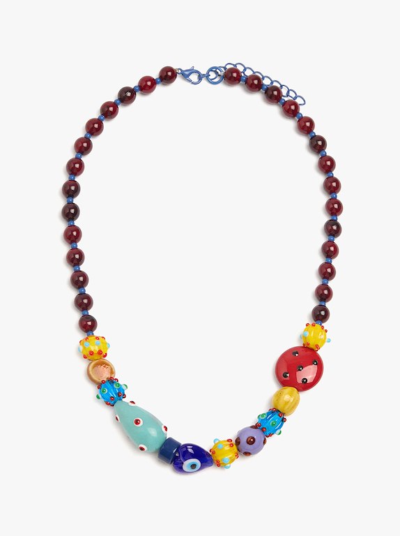 MULTICOLOR BEAD NECKLACE WITH CERAMIC