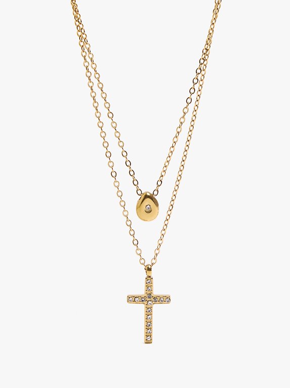 SET OF CROSS PENDANT NECKLACES - STAINLESS STEEL