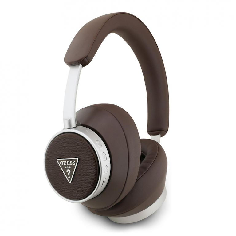 Bluetooth slusalice Guess ENC Saffiano Triangle Logo braon (GUBHC15PGMRTRW)