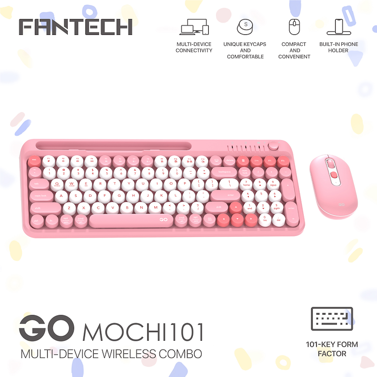 Combo mis tastatura wireless Fantech WK-899 GO mochi101 pink